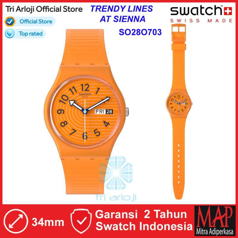 Promo Swatch So28o703 Trendy Lines In Sienna Jam Tangan Wanita Analog ...