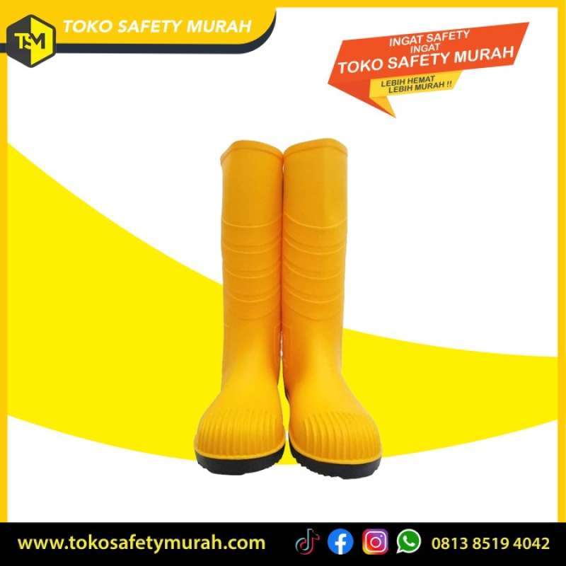 Promo Sepatu Boot Kuning Proyek Ujung Besi Steel Toe Safety Karet ...
