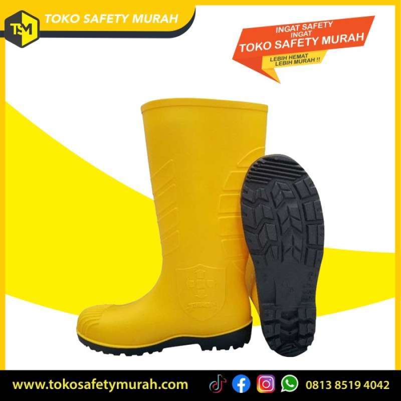 Promo Sepatu Boot Kuning Proyek Ujung Besi Steel Toe Safety Karet ...