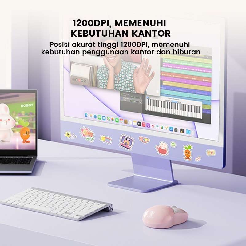 Jual Robot M380 Mouse Wireless Rabbit Silent Click 1200 Dpi Original ...