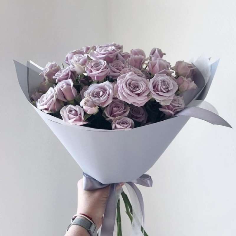 Promo The Hanna Flst - Korean Bouquet Simple Lilac Roses Bunga Mawar ...