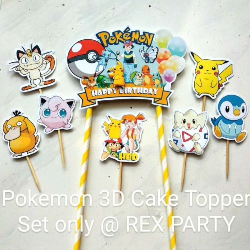 Promo Pokemon Cake Topper/topper Kue Pokemon/3d Birthday Topper Diskon ...
