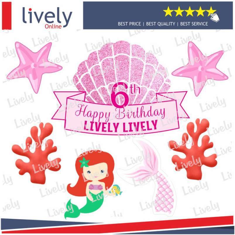 Promo Nama Cake Topper Karakter Mermaid 04 Hiasan Kue Ulang Tahun ...