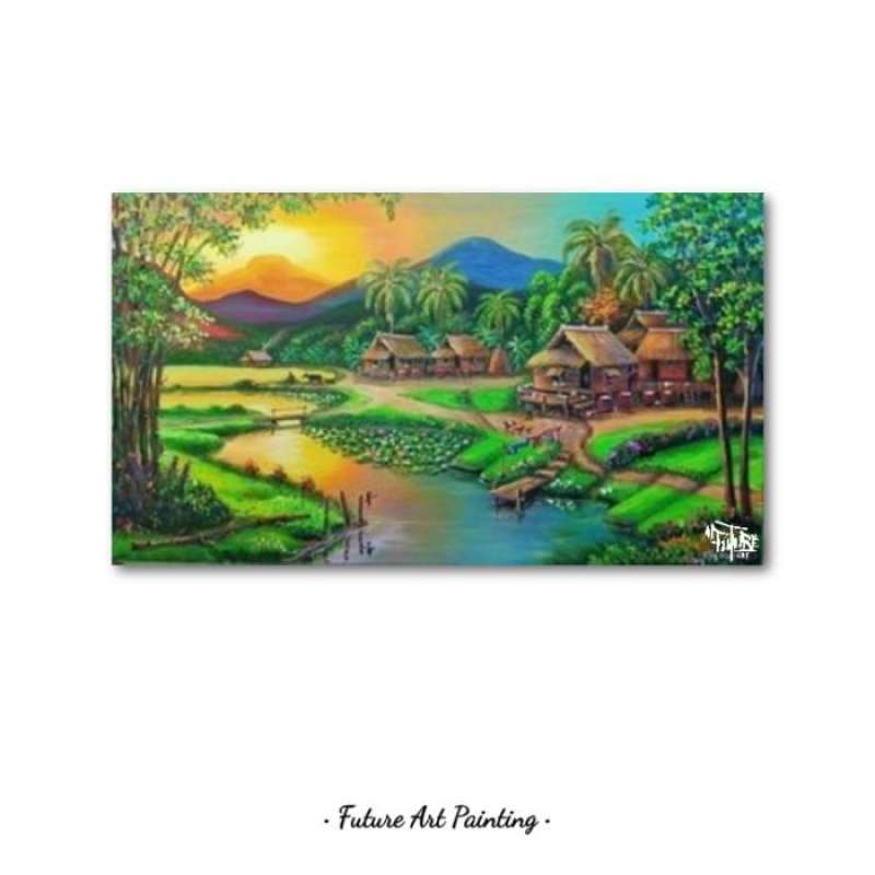 Jual Diamond Painting Lukisan Dinding Ruang Tamu Pemandangan Sawah Plus ...