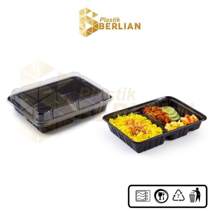 Jual Tray Mika Nasi Kuning 4 Sekat / Kotak Makan + Tutup Isi 100 ...