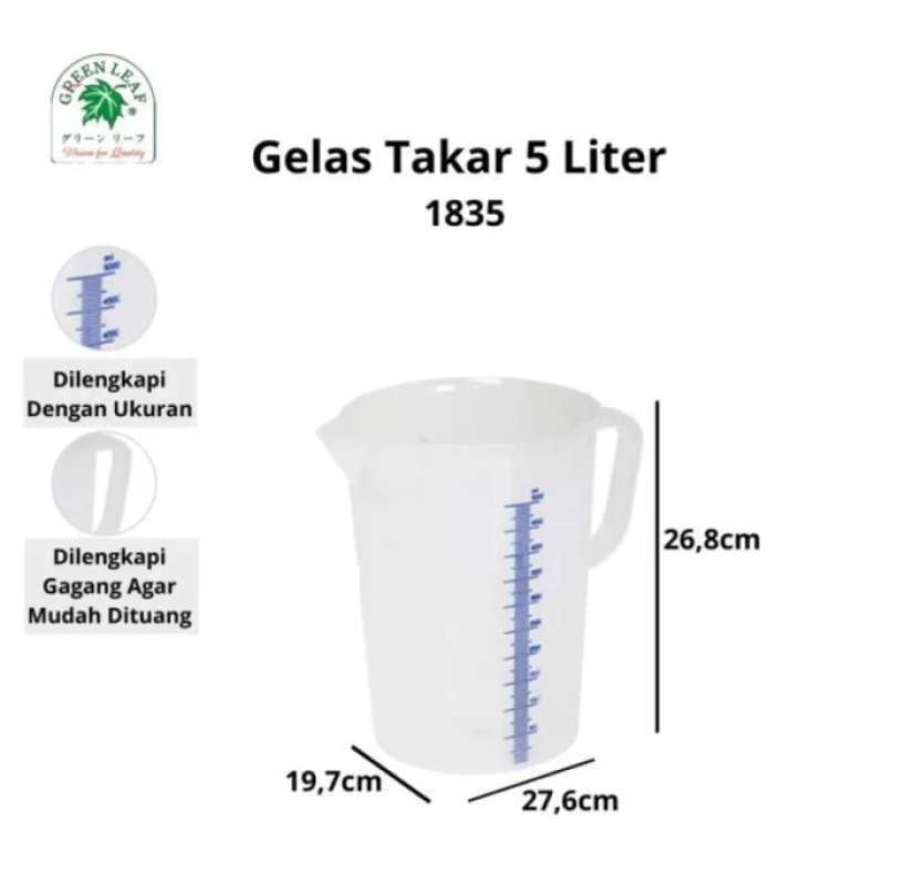 Jual Gelas Ukur 5l Teko Takar Plastik 5 Liter 5000ml Takaran Greenleaf 1835 Di Seller Doujin ...