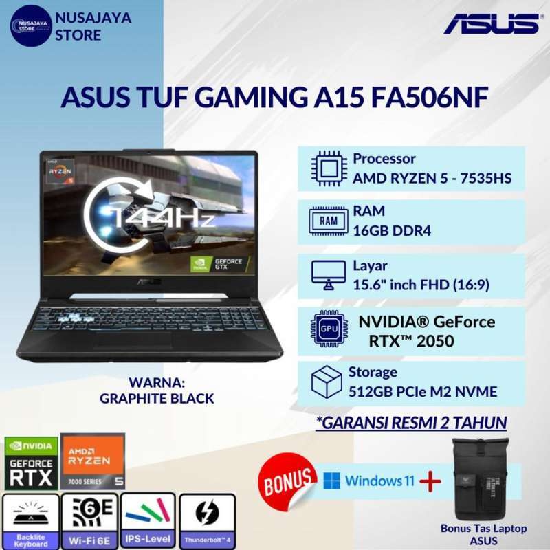 Jual Asus Tuf Gaming A15 Fa506nf Ryzen 5-7535hs 32g 512gb Rtx2050 144hz ...