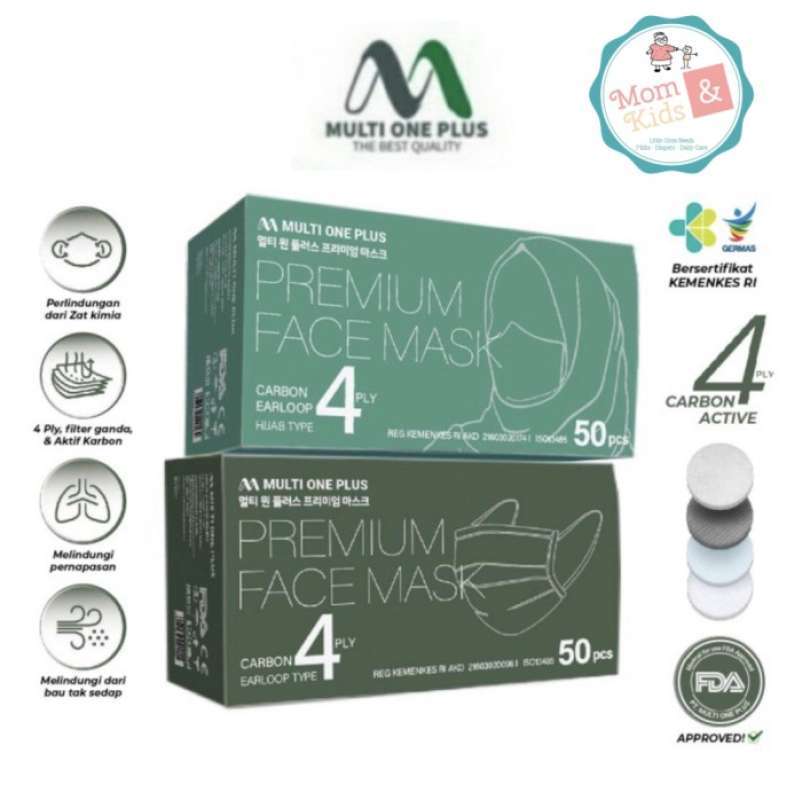 Jual Masker Medis Multi One Plus 4 Ply Carbon (50 Pcs) Di Seller Velvet ...