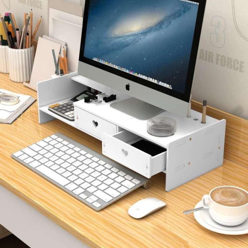 Jual Premium Monitor Stand Laptop Riser Tatakan Imac 2 Laci Rak Pc ...