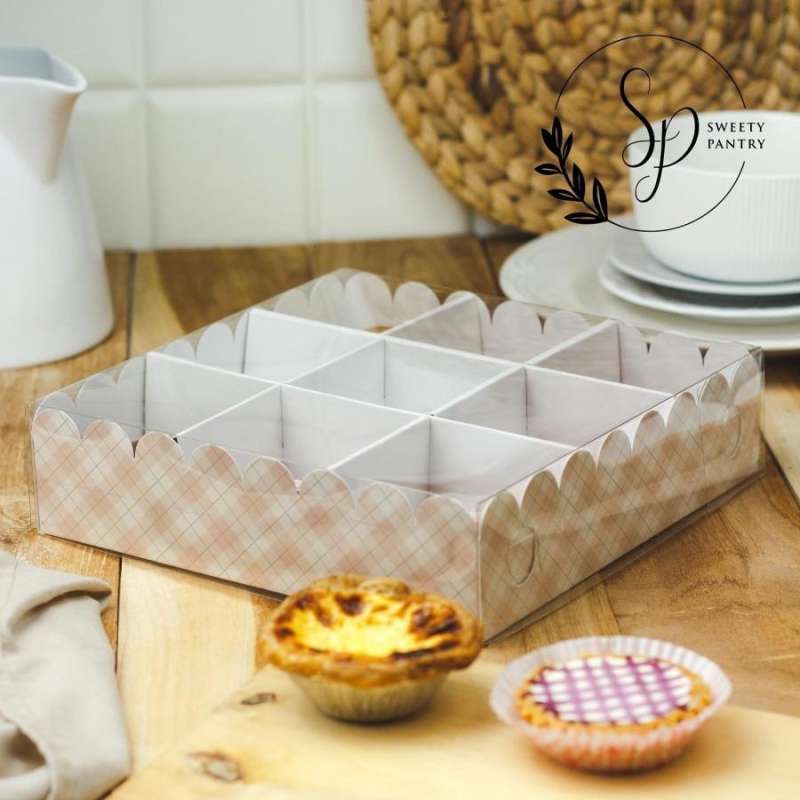 Jual Wavy Sekat 9 - Dus Box Pudding Packaging Kotak Kue Pie Window Mika ...