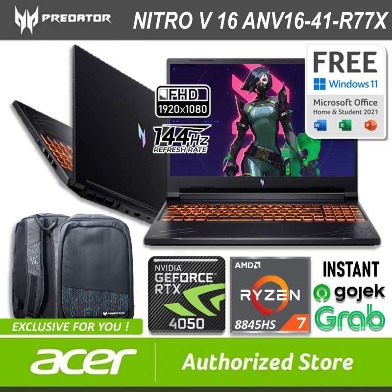 Jual Acer Nitro V 16 Anv16 41 R77x Rtx4050 Amd Ryzen 7 8845hs 16/512gb Ssd W11 Ohs 16 Wuxga Ips ...