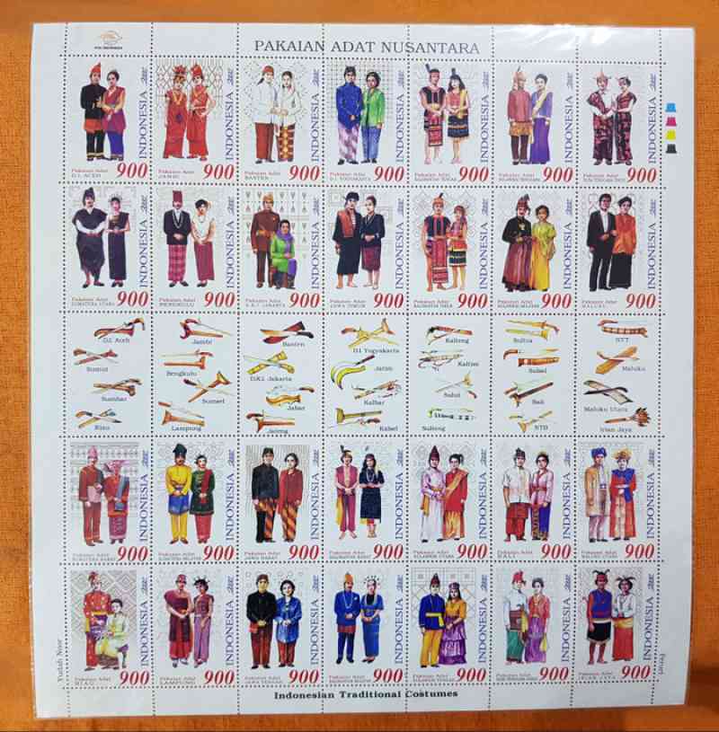 Jual Perangko/prangko Indonesia Pakaian Adat Nusantara Dari 28 Provinsi ...