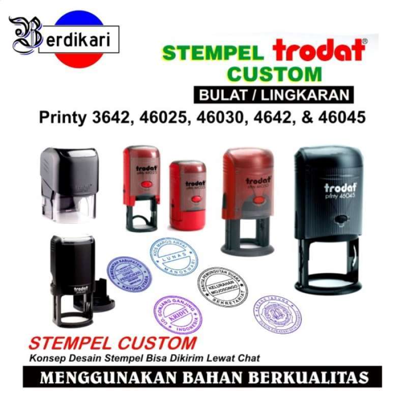 Jual Cetak Stempel Custom Trodat Lingkaran Bulat Nama Logo Perusahaan ...