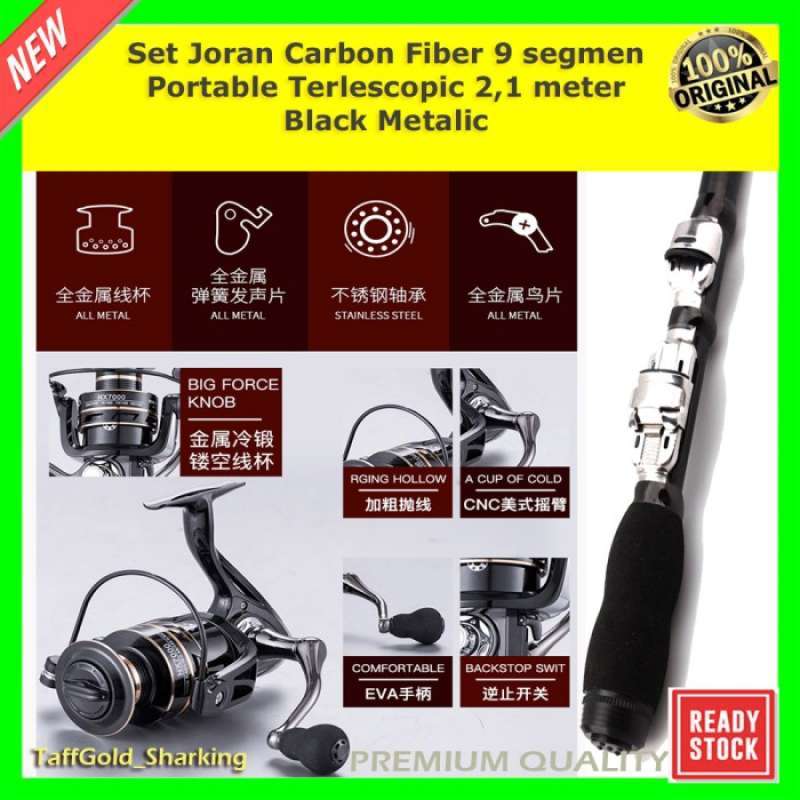 Jual Set Joran Carbon Fiber Pro Portable Telescopic Premium Hitam ...