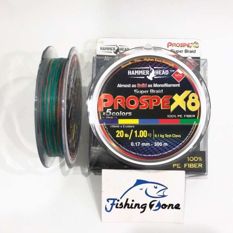 Jual Hammer Head Prospex Senar Teflon Pe X8 ( Multi ) 300m - Prospex8 Line - Pe 1 / 20 Lb Di ...