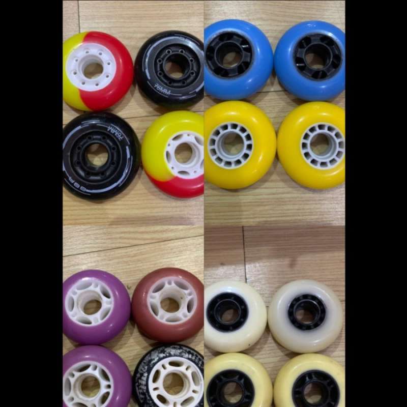 Jual Roda Sepatu Roda Inline Skate Karet 4biji Campur Warna Merk ...