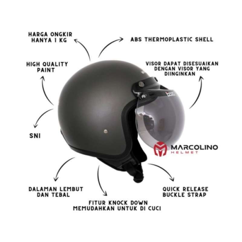 Jual Helm Bogo Retro Marcolino Silver Glossy Sni Flat Visor By Jmc ...