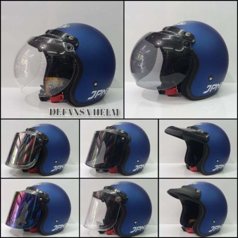 Jual Helm Bogo Jpn Biru Navy Dof Set Kaca Cembung/kaca Datar Di Seller ...
