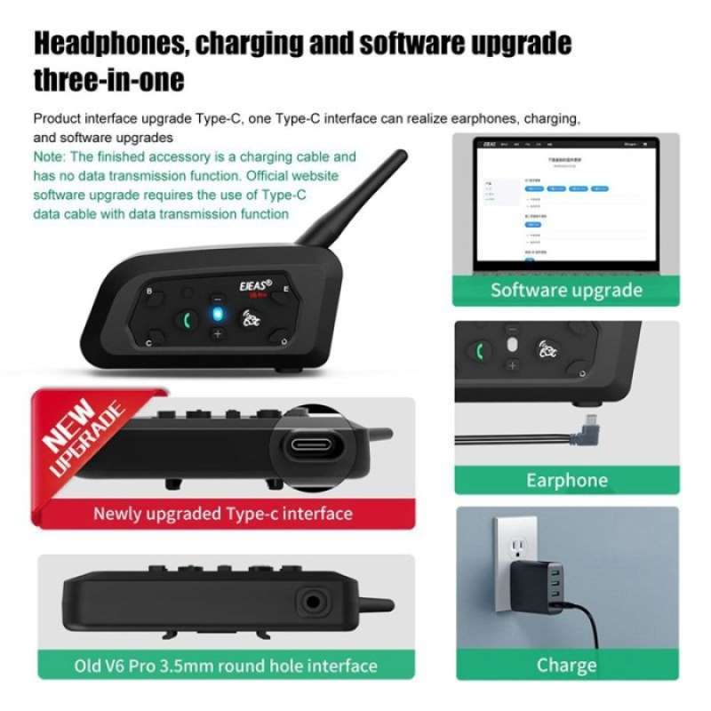 Jual Ejeas V6 Pro Intercom Helm 6 Riders Bluetooth Headset Helmet Alt ...