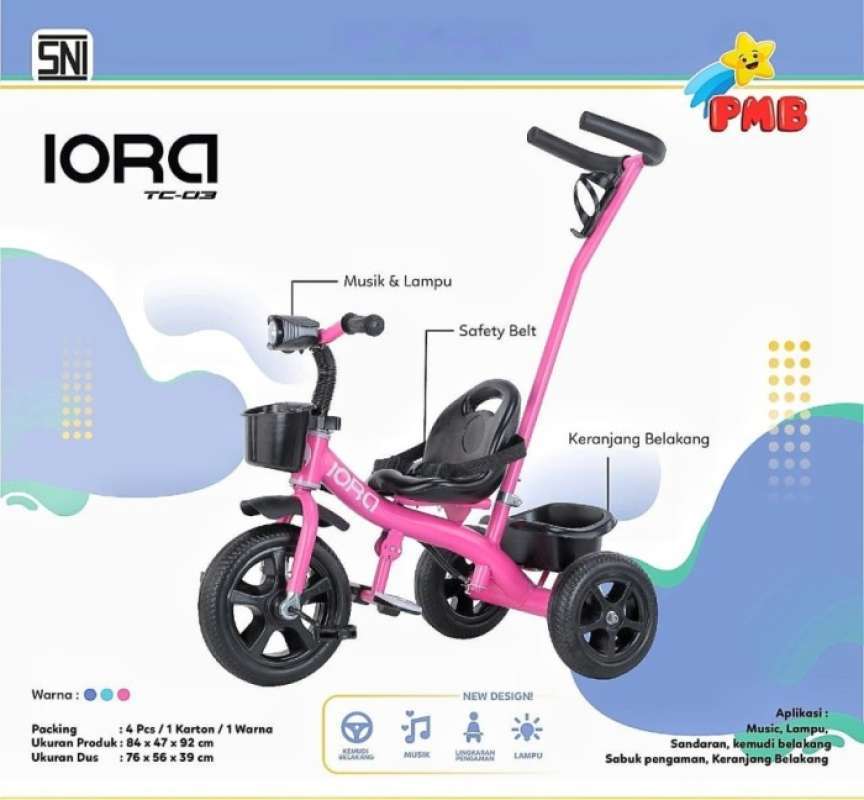 Promo Tricycle Iora T27 T 27 Tc03 Pmb Sepeda Anak Roda Tiga Stroller - Tc03 Pink Diskon 50% Di ...