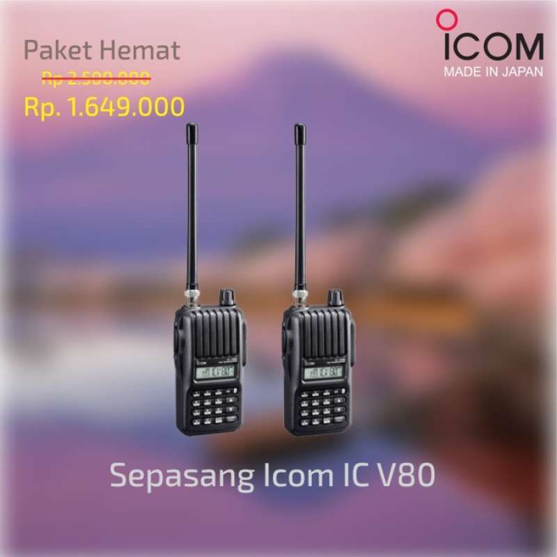 Promo Paket Sepasang Radio Ht Icom V80 Ic-v80 Vhf Lithium Handy Talky Diskon 23% Di Seller Skala ...