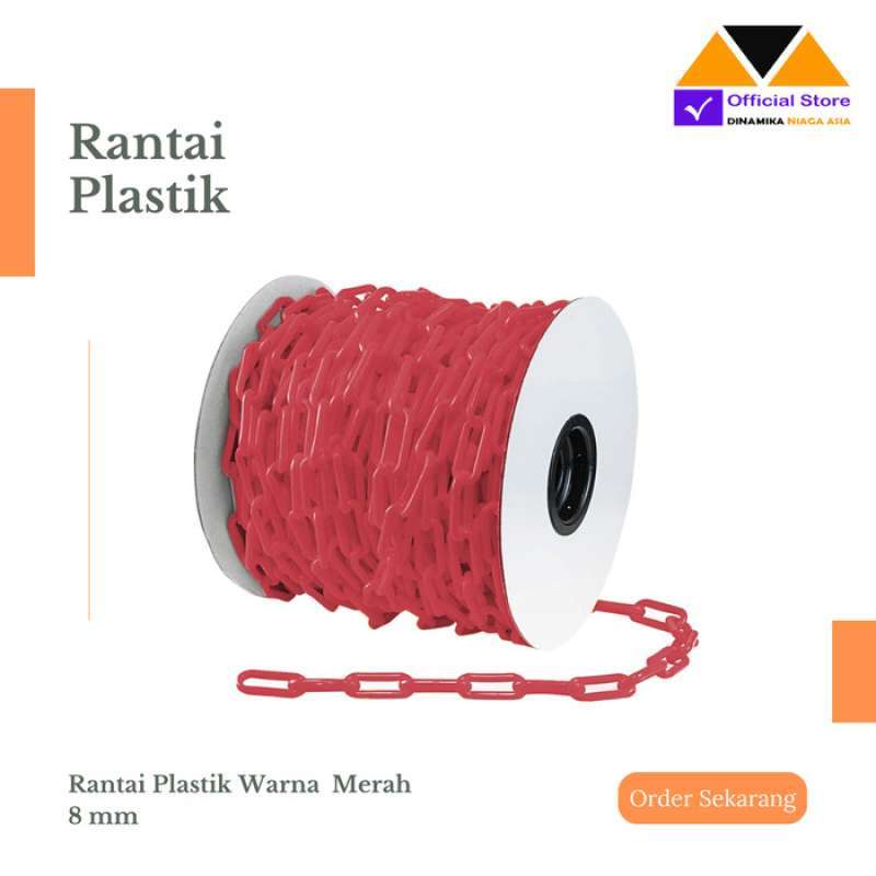 Jual Plastic Chain Rantai Plastik Warna Merah Kuning 6/8 Mm X 25 Meter ...