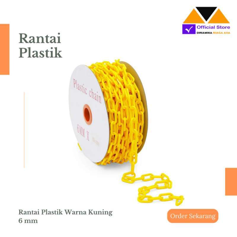 Jual Plastic Chain Rantai Plastik Warna Merah Kuning 6/8 Mm X 25 Meter ...