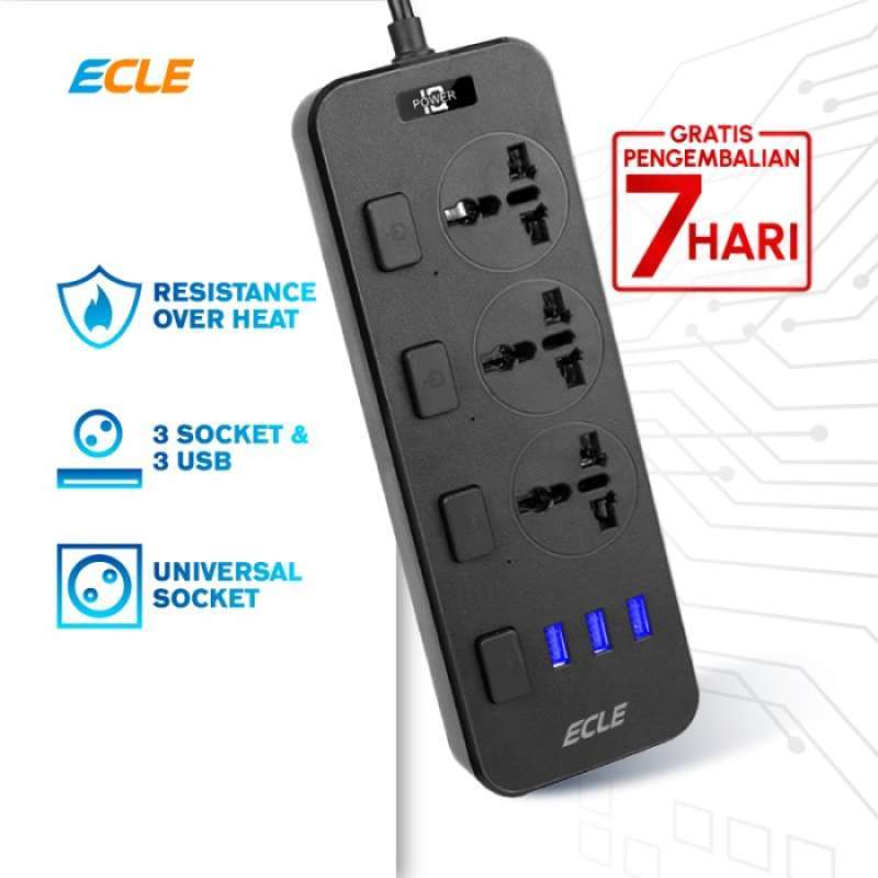 Jual Ecle Power Strip Stop Kontak 3 Power Socket 3 Smart Usb Port - Putih Di Seller Aghanim ...