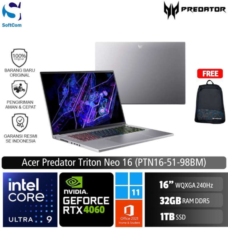 Promo Acer Predator Triton Neo 16 Ptn16 51 98bm Laptop Gaming [intel ...