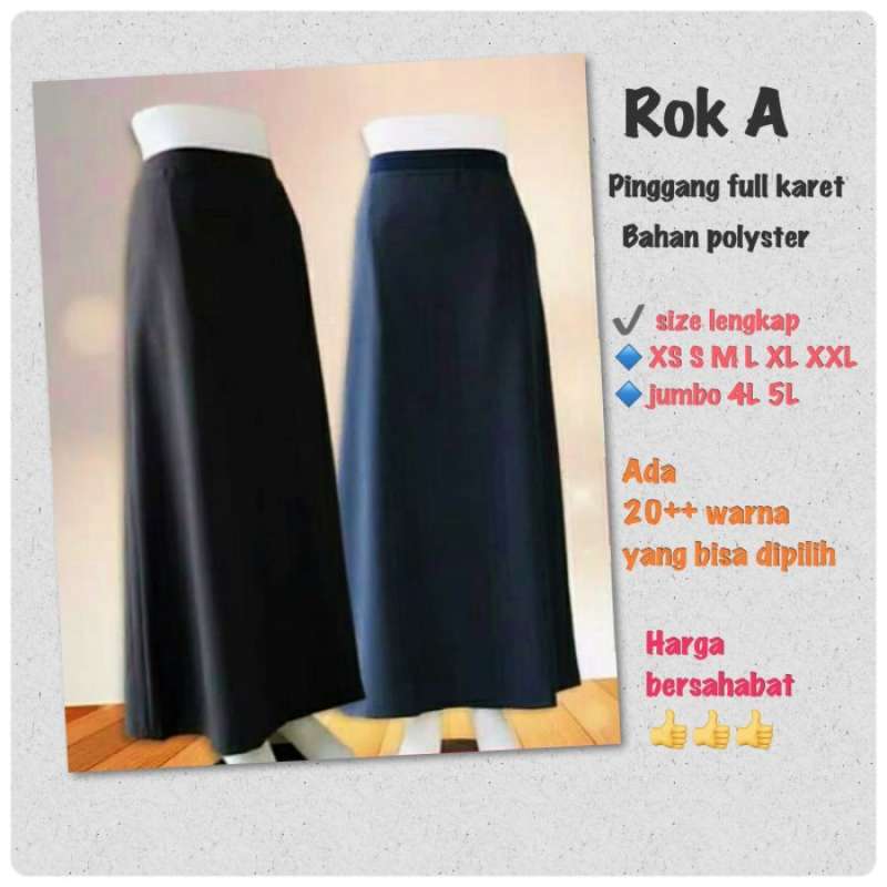Jual Rok Kerja Panjang Syakira (s-jumbo Xxl) Model A Line Di Seller ...