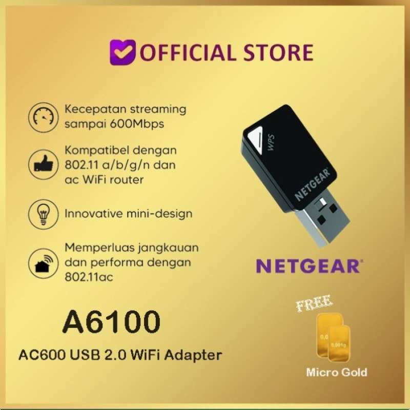 Promo Netgear A6100 Wireless Ater Ac 600 Dongle Usb Wifi Dual Band Wifi ...