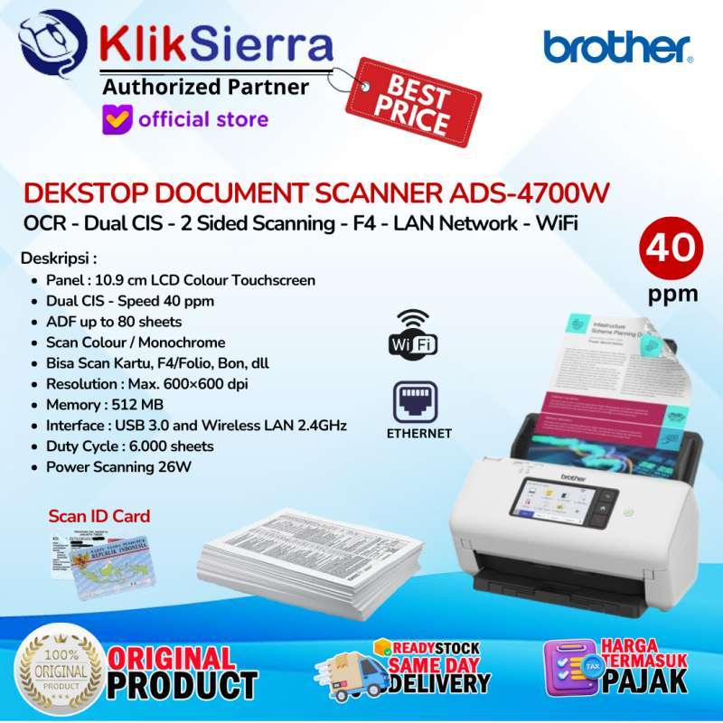 Jual Brother Ads-4700w Professional Desktop Document Scanner - 40ppm ...