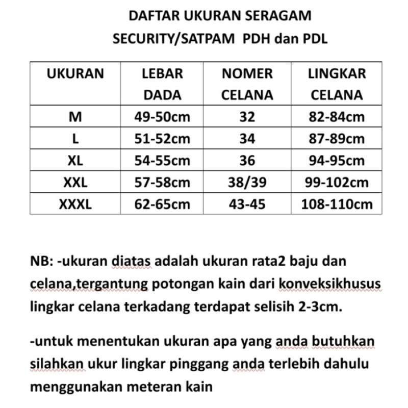 Jual Stelan Baju Seragam Security Satpam Pdh Dan Pdl Cream Terbaru 2023 - Xl Pdl Di Seller Zati ...