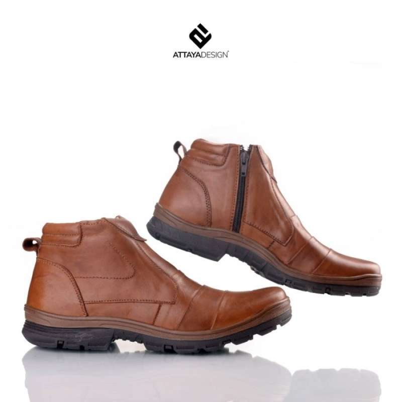 Jual Sepatu Boots Pria Kulit Asli Resleting Attaya Design Tanpa Tali ...