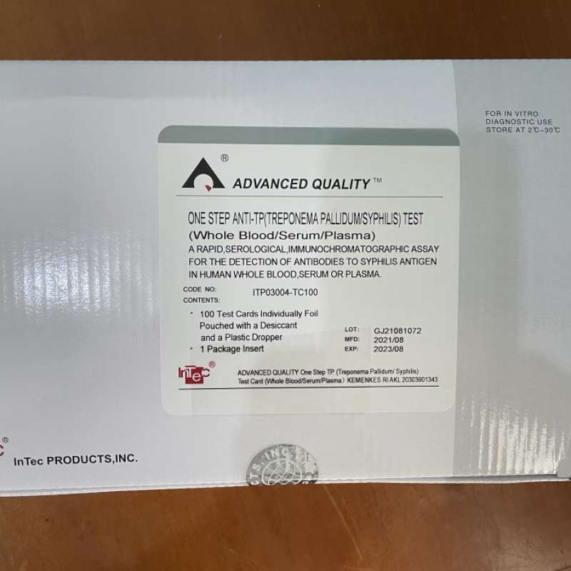 Promo Syphilis Card Intec Isi 100 Tes Diskon 23% Di Seller Albeta Store ...