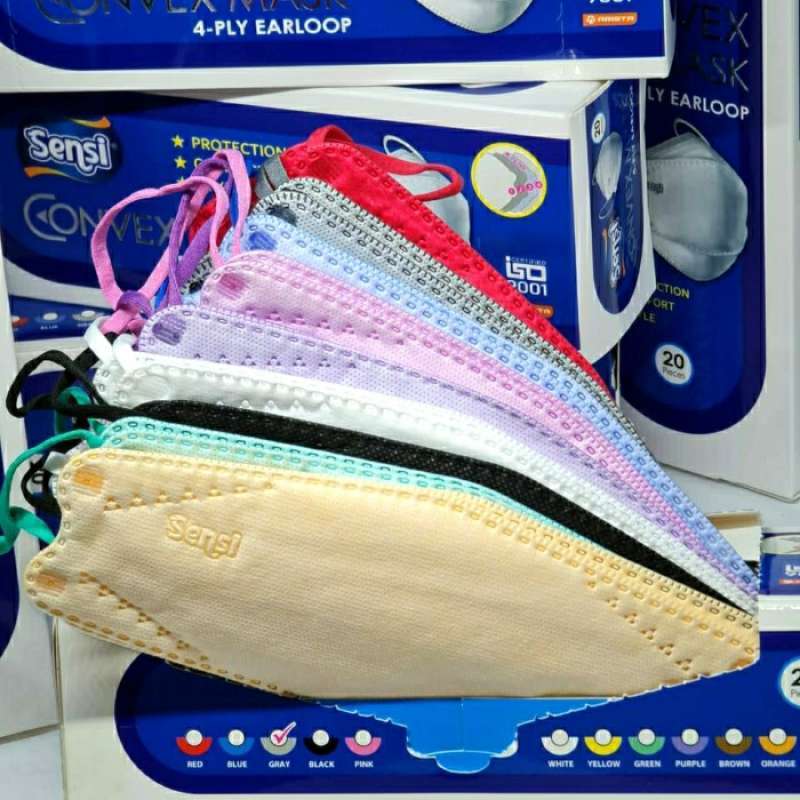 Promo Masker Convex 1 Box Isi 20pcs Mix 10 Warna Diskon 23% Di Seller ...