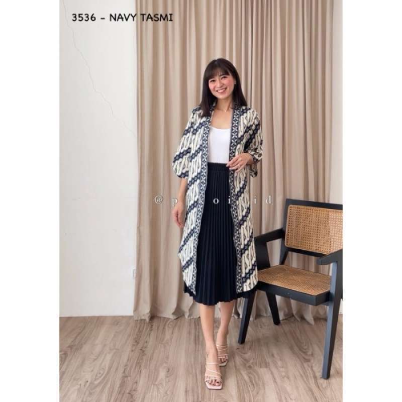 Jual Cardigan Batik Panjang Wanita Modern / Outer Batik Panjang Ungu ...