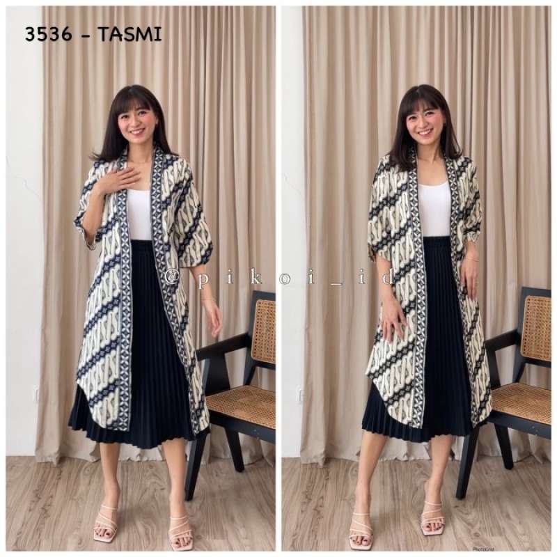 Jual Cardigan Batik Panjang Wanita Modern / Outer Batik Panjang Ungu ...
