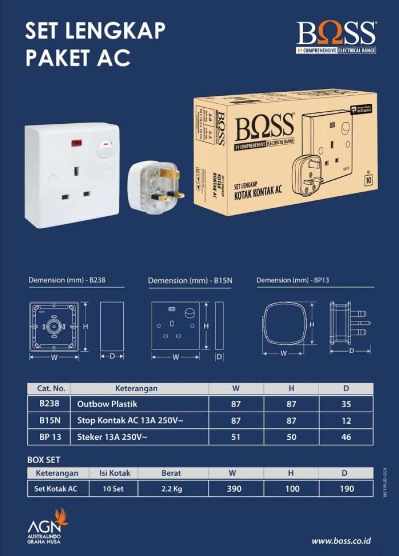 Promo Stop Kontak Ac Boss Stop Kontak Ac Set Boss - B15n+bp13+b238 Diskon 23% Di Seller Manah Al ...