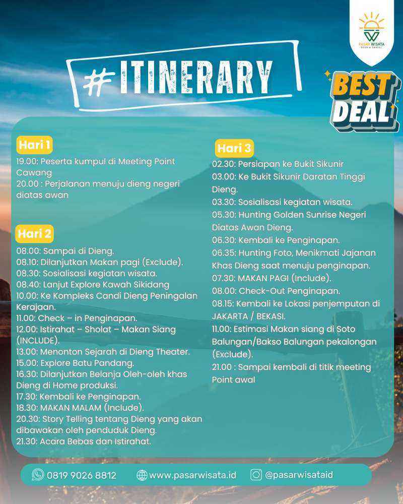 Jual Paket Wisata Travel Tour Liburan Dieng Indonesia 3d2n Open Trip Di ...