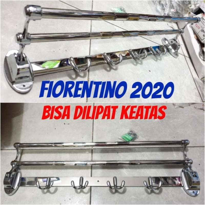 Promo Rak Handuk Lipat 2 Baris Plus Kapstok Double 60cm Stainless ...