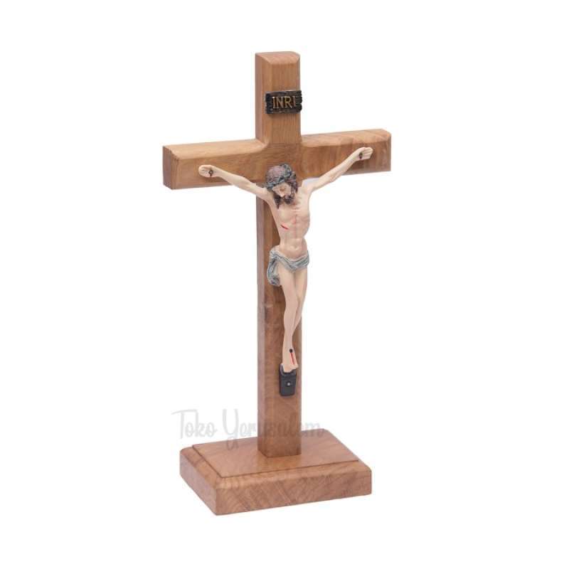 Promo Salib Kayu Jati Duduk Meja Corpus Natural Abu Abu 35 Cm Diskon 23 ...