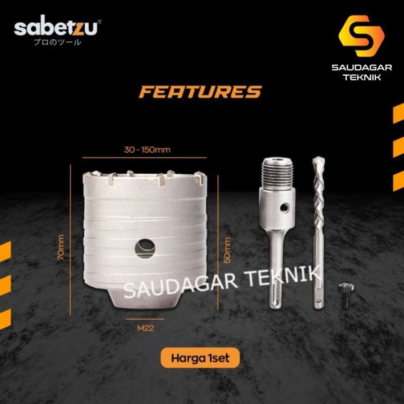 Promo Mata Bor Hole Saw Beton Bobok Tembok Sds Plus 80mm Hollow Core ...