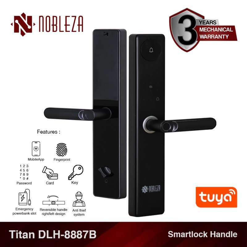 Promo Nobleza Titan Black Smart Door Digital Lock Handle Fingerprint ...