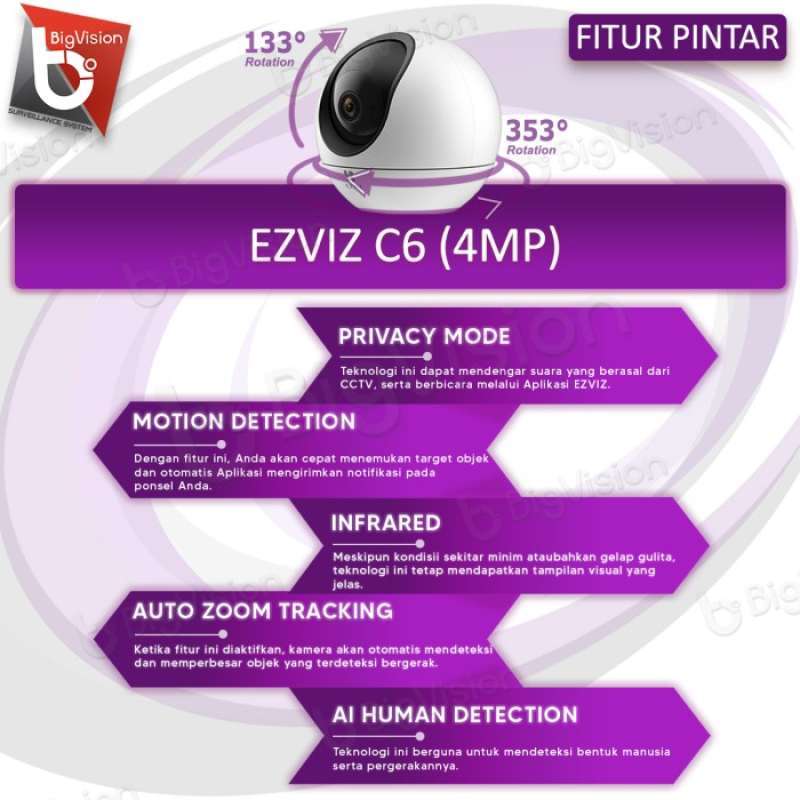 Promo Smart Wifi Kamera Cctv Ezviz 2k 4mp Ptz Wide Ip Cam Ezvis Color ...