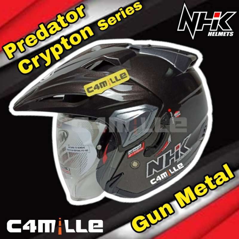 Promo Helm Nhk Predator Crypton Gun Metal Double Visor Half Face - M ...
