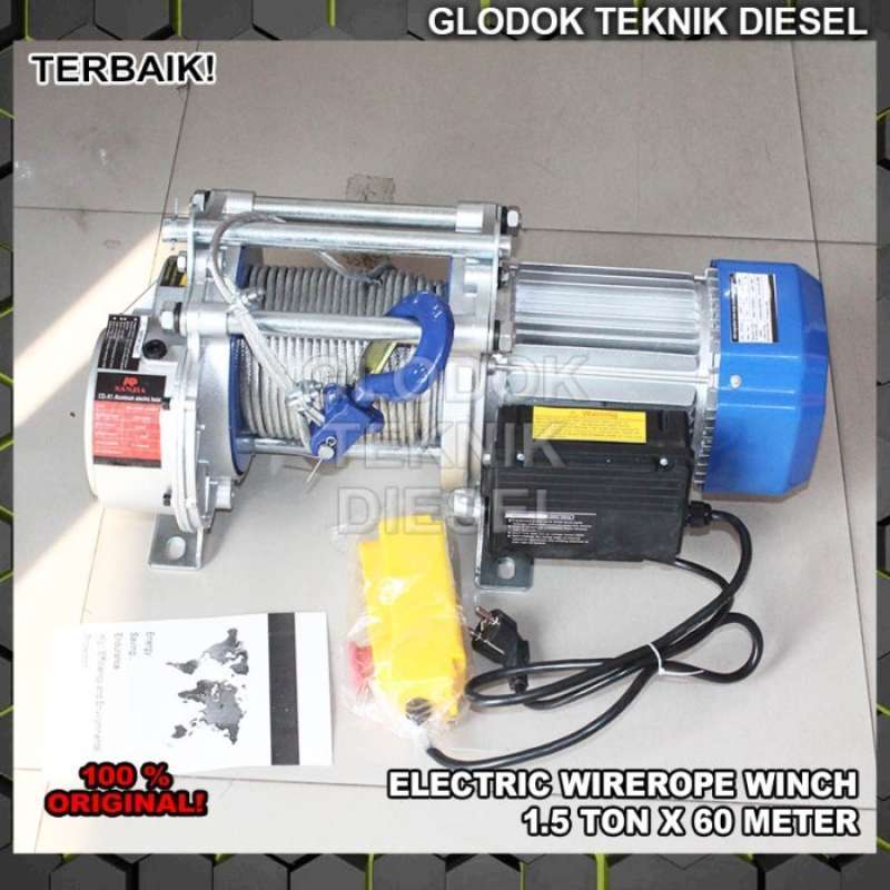 Promo Promo- Electric Wire Rope Winch Hoist 1.5 Ton X 120 Meter 1 Phase ...