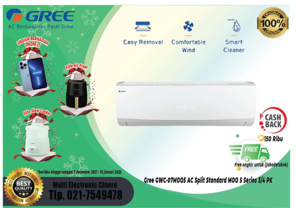 Promo Gree Gwc-07moo5 Ac Split Standard Moo 5 Series 3/4 Pk Diskon 33% ...