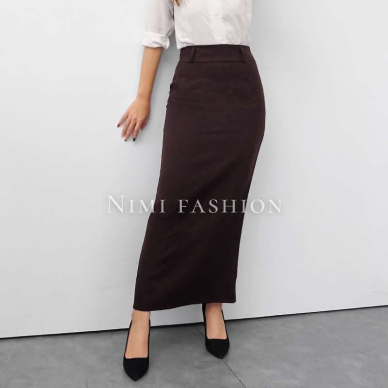 Promo Nimi - Rok Span Belah Belakang Rok Kerja Wanita Panjang Rok ...