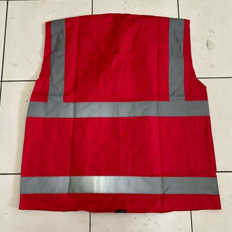 Promo Rompi Safety Drill Merah Proyek + Logo K3 Dan Bendera Indonesia ...